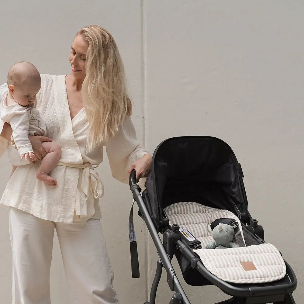 The Muse Edition Universal Linen Pram Liner - Stripe — Baby Little Planet